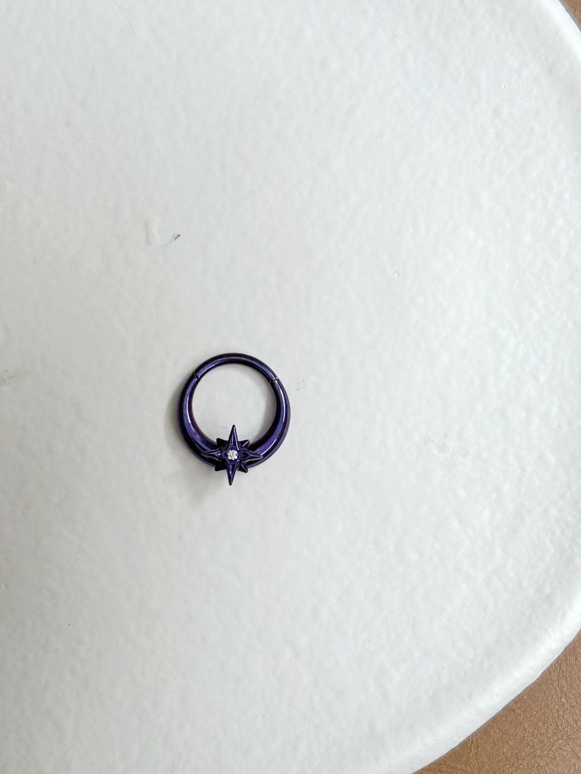 1 PC- 16g Implant Grade Titanium Star Septum Clicker -dark Purple Daith ...