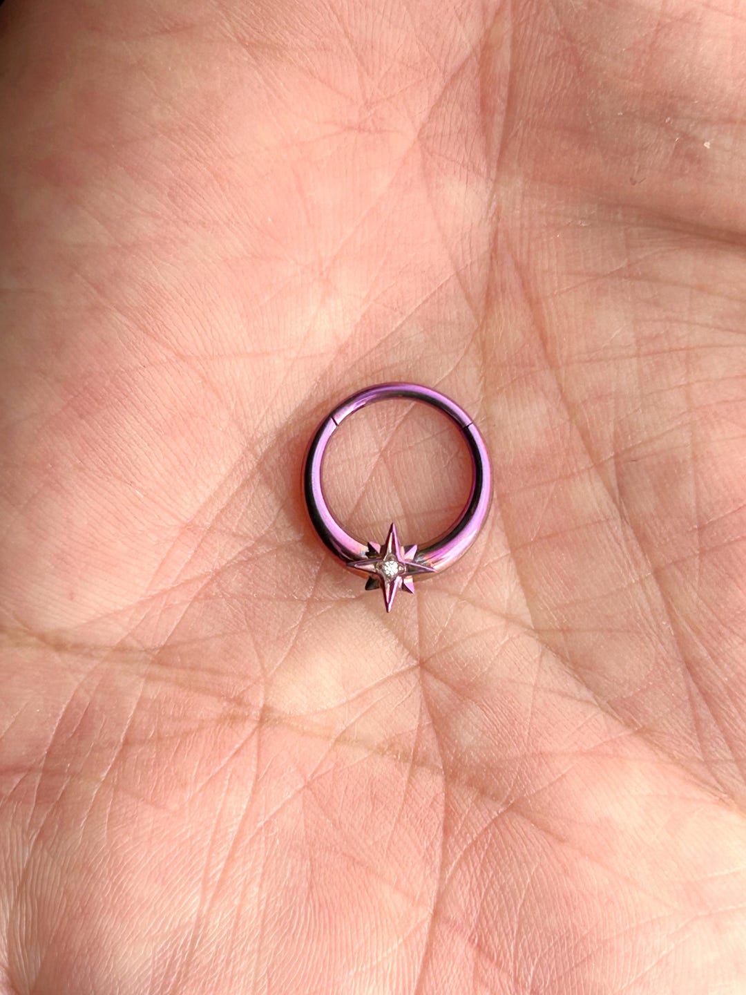 1 PC- 16g Implant Grade Titanium Star Septum Clicker -pink Daith ...