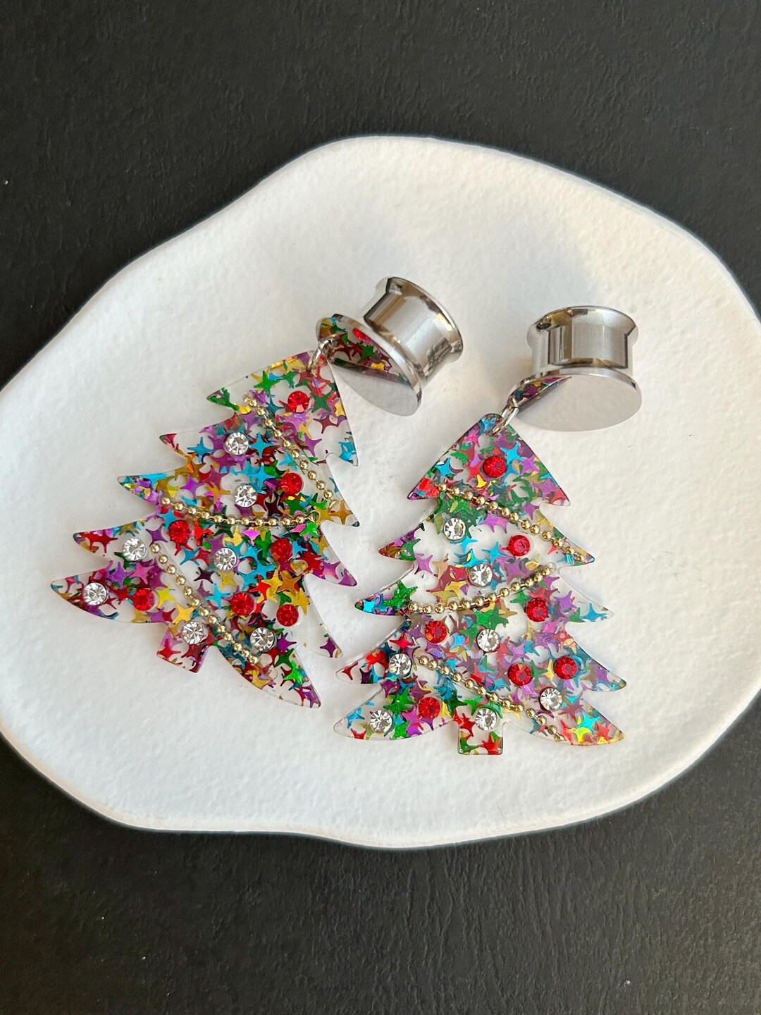 Christmas Tree Ear Plugs: Stainless Steel Gauges - Ear Weights - Etsy