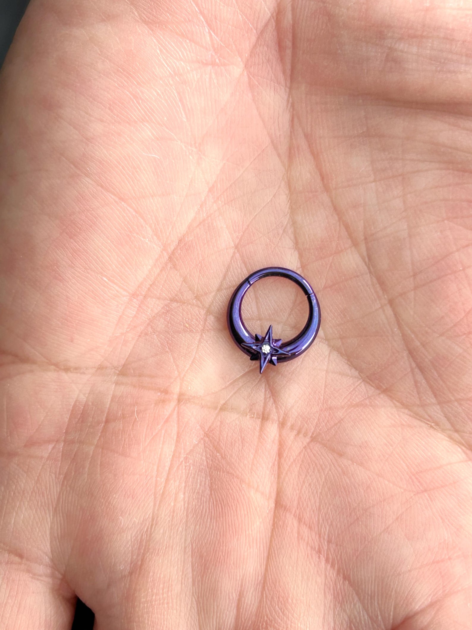 1 PC- 16g Implant Grade Titanium Star Septum Clicker -dark Purple Daith ...