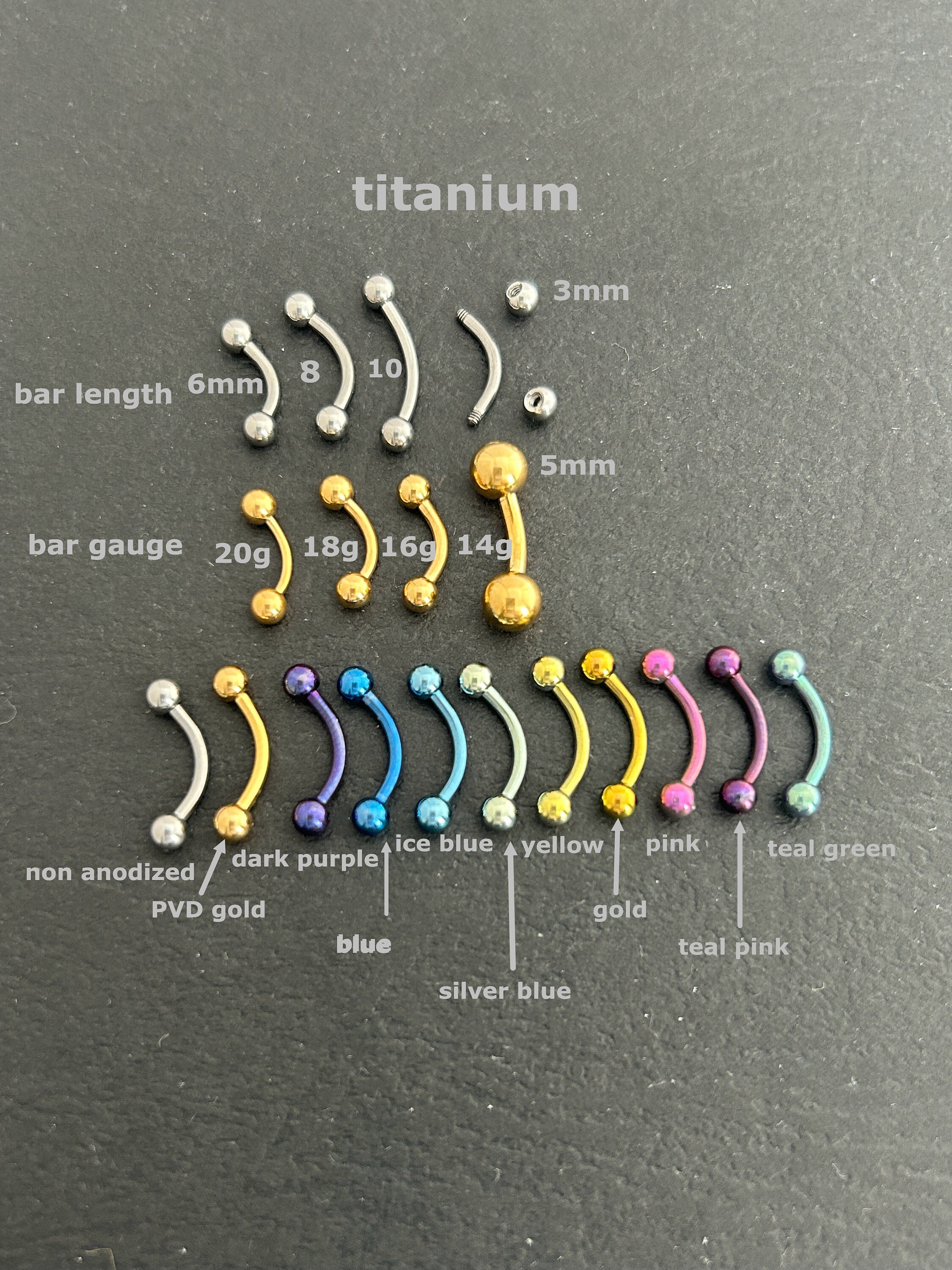 20g 18g 16g 14g Titanium anodized Titanium 6 8 10 Mm Eyebrow Ring Curved Barbells Lip Ring Etsy