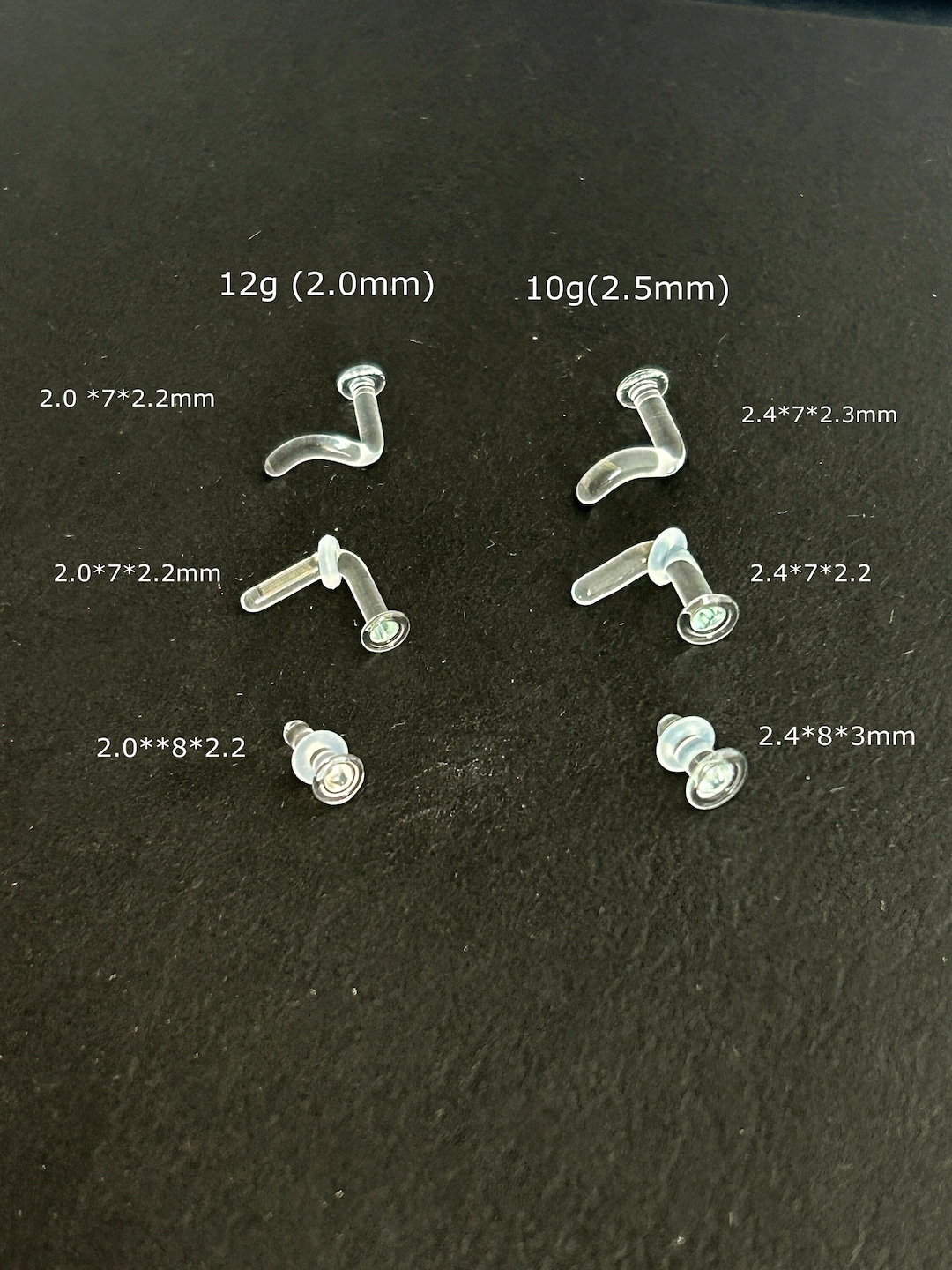 1 Pc - 10g 12g Gauge - Glass Nose Eyebrow Ear - Clear Stud Retainers - Etsy