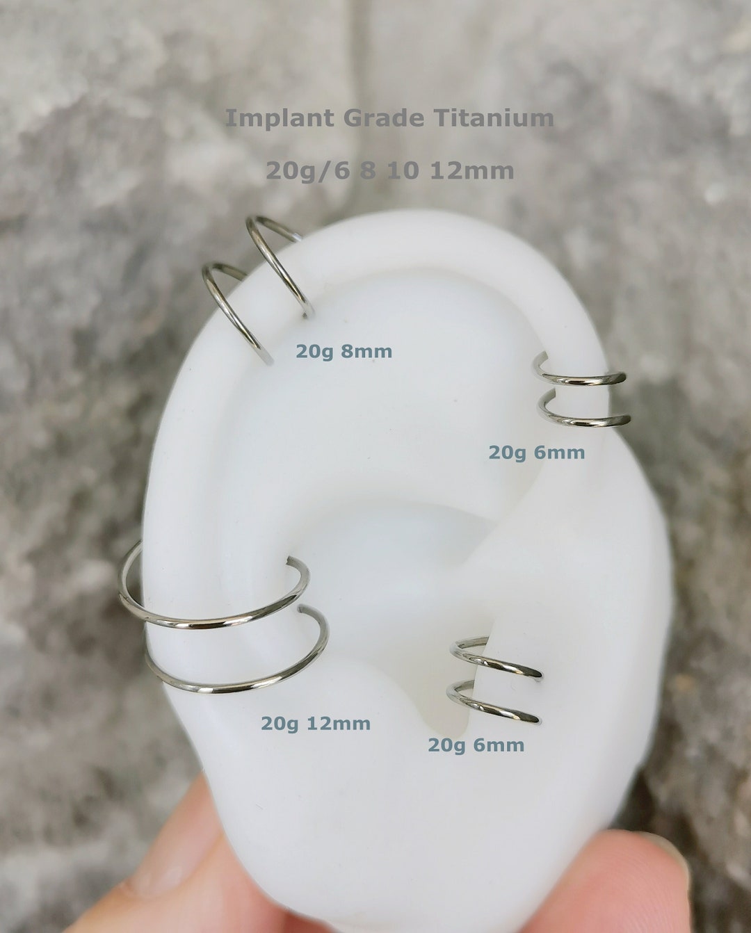 1 Pcs Implant Grade Titanium - Double Hoop Earrings for Single Piercing ...