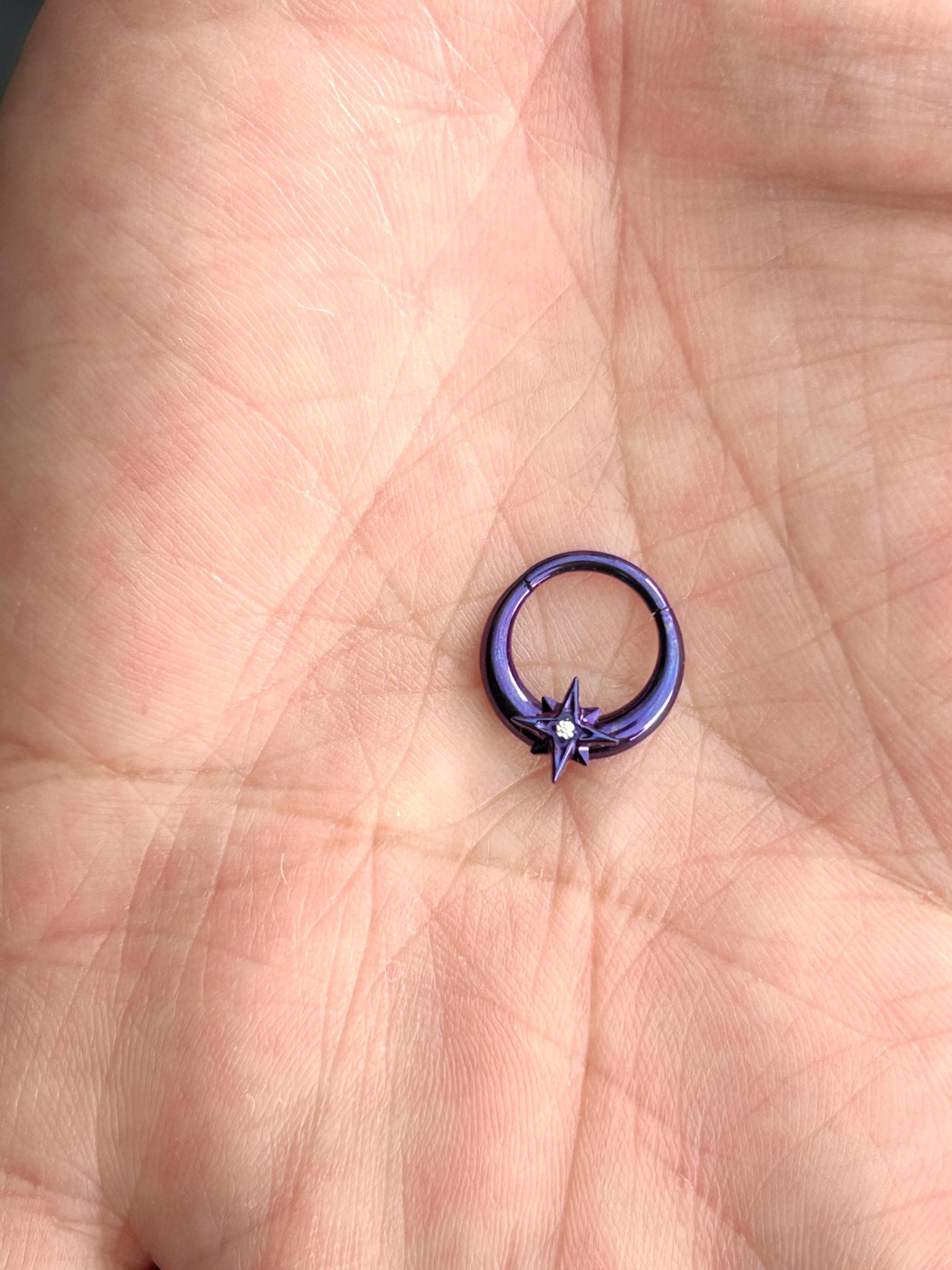 1 PC- 16g Implant Grade Titanium Star Septum Clicker -dark Purple Daith ...