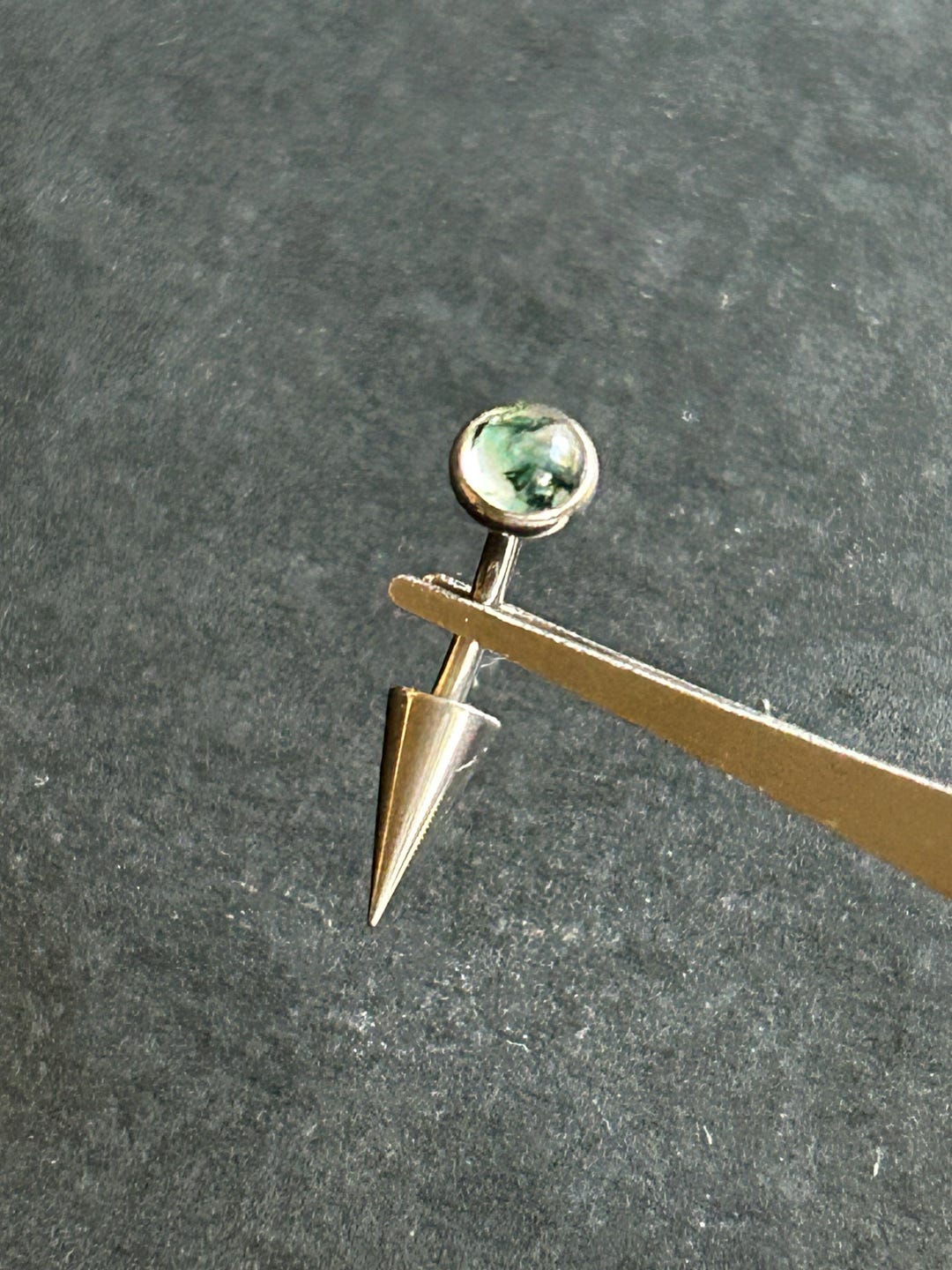 1 Pc-16g ‣ Moss Agate Spike Implant Grand Titanium • Lip Piercing ...