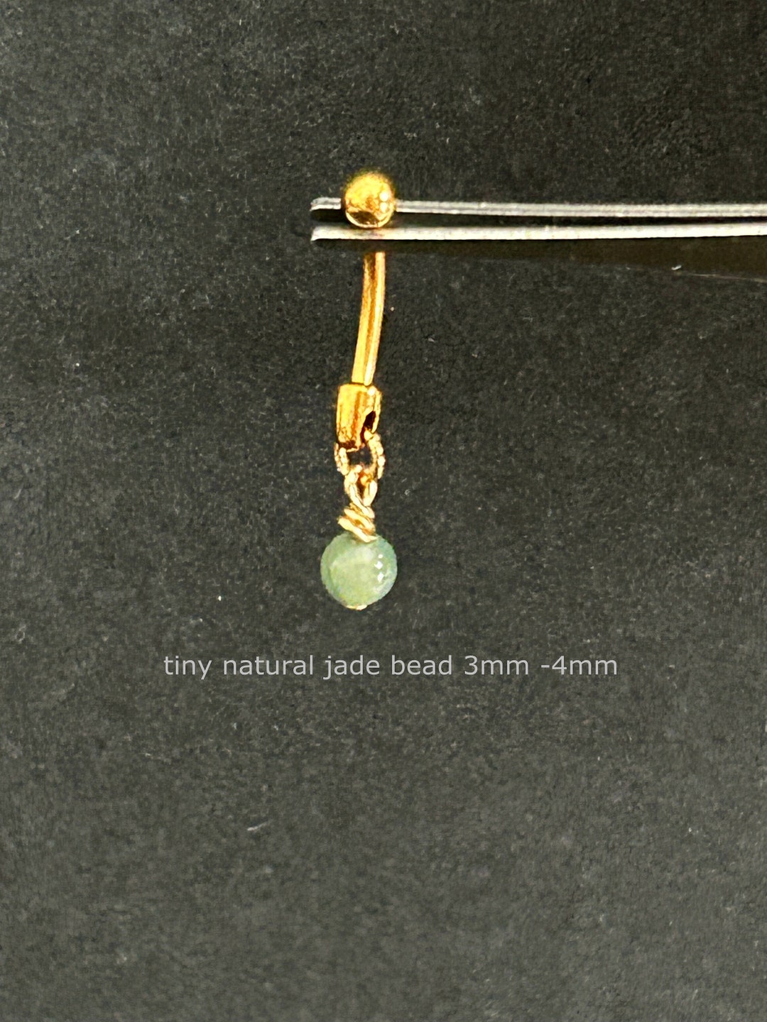 1 PC ‣ 16g • Implant Grade Titanium • Curved Barbell With Charm • Jade ...