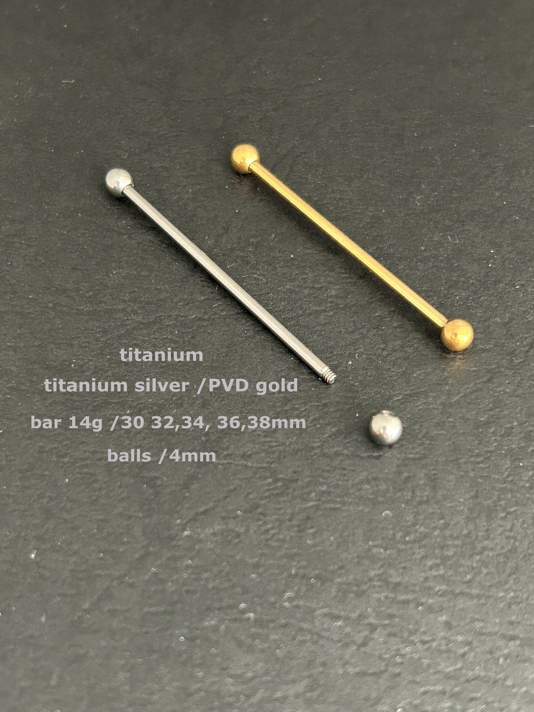 14g ‣ Titanium Industrial Barbell • Externally Threaded • Industrial ...