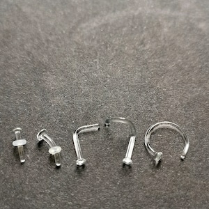 1 PC -20 18 16 14 Gauge - Glass Nose Eyebrow Ear - Clear Glass Stud ...