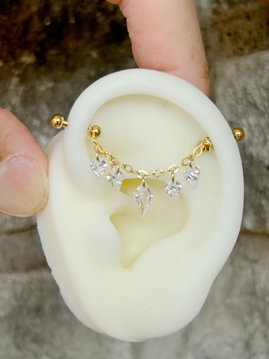 2 Pcs 20g 18g 16g 14g - ASTM F136 Titanium Barbells With Chain CZ Charm ...