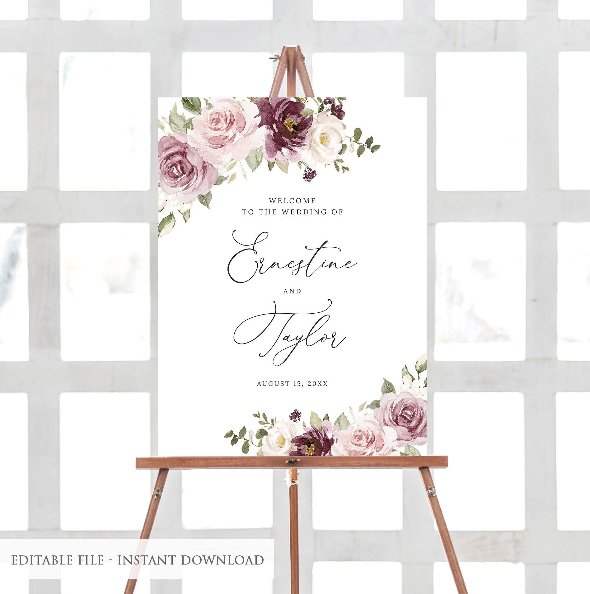 Violets and Roses Welcome Sign - Etsy