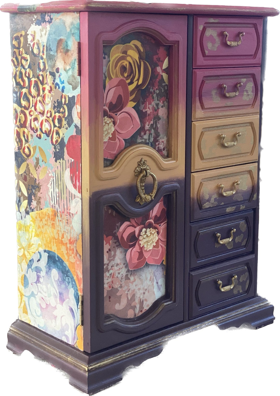 Painted Extra Large Jewelry Box Jewelry Storage Repurposed - Etsy