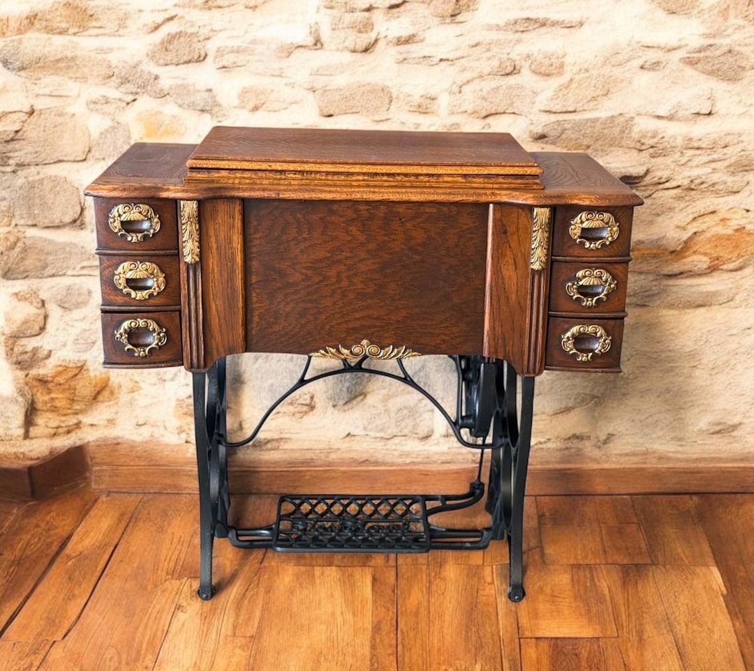 Refinished Antique New Royal Treadle Sewing Machine Cabinet: End Table ...
