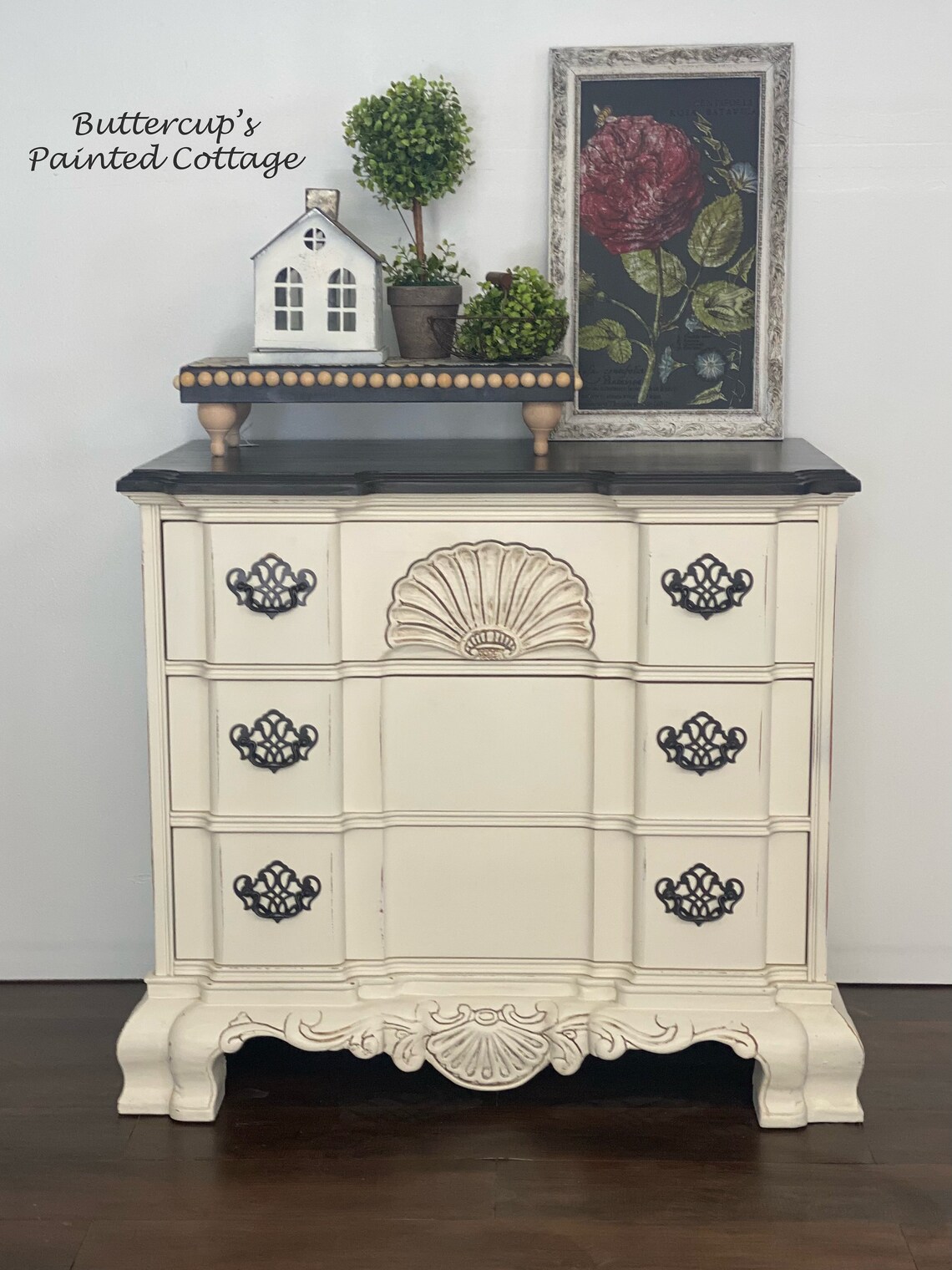 Pulaski Solid Wood Painted 3 Drawer Dresser / Bedroom Furniture / Handpainted Dresser /white ...