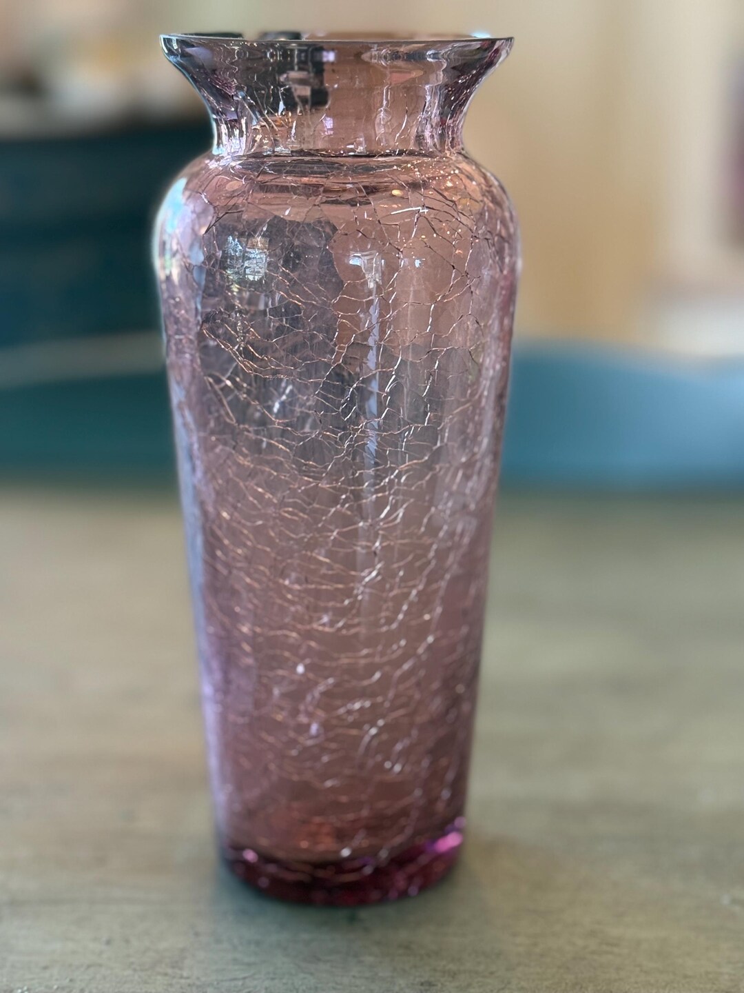 Pink Crackle Glass Vase, Royal Limited Crystal, Made in Taiwan, Flower ...