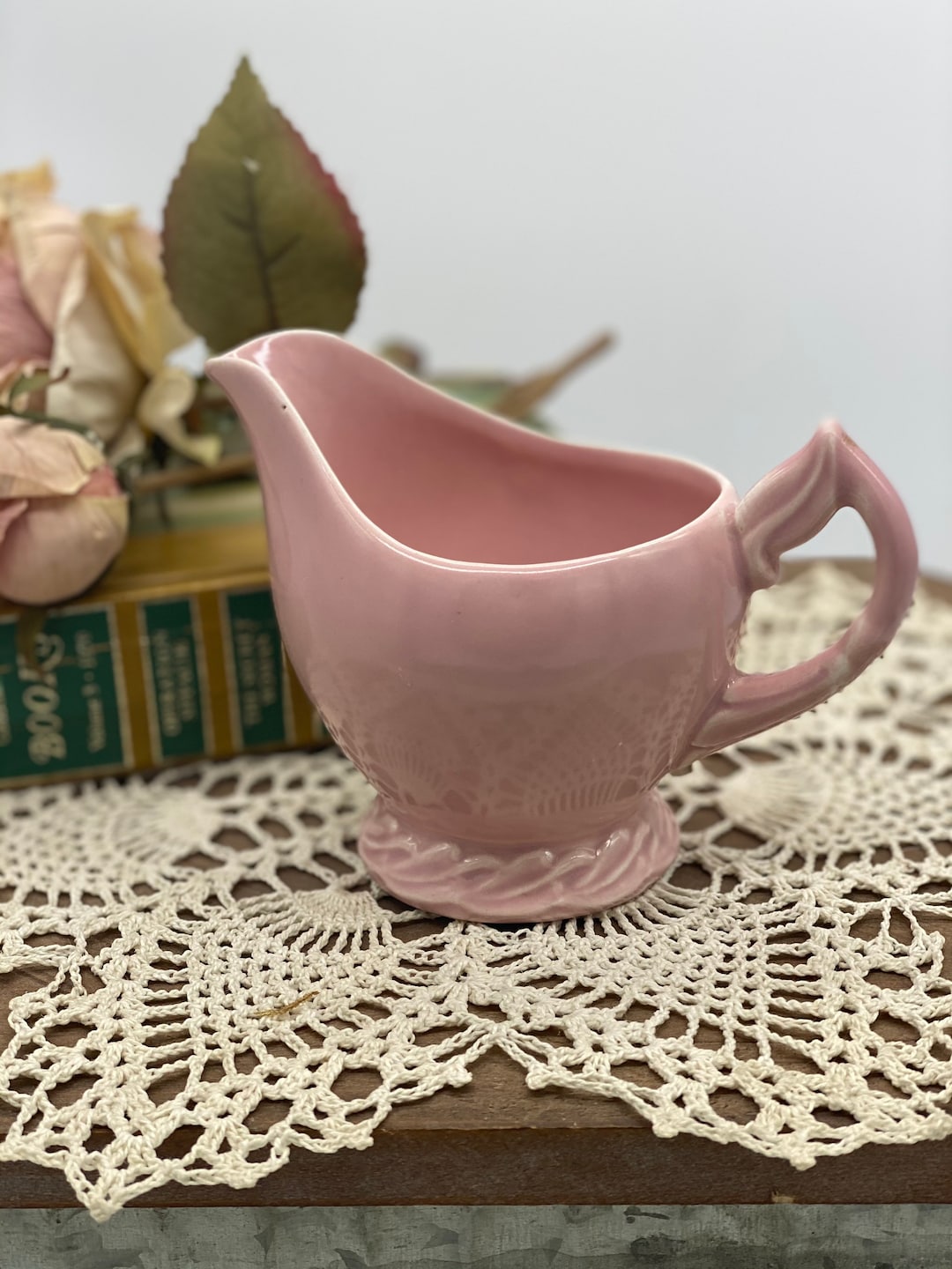 Pink Creamer, Vintage Pottery Creamer or Small Pitcher for Gravy or ...