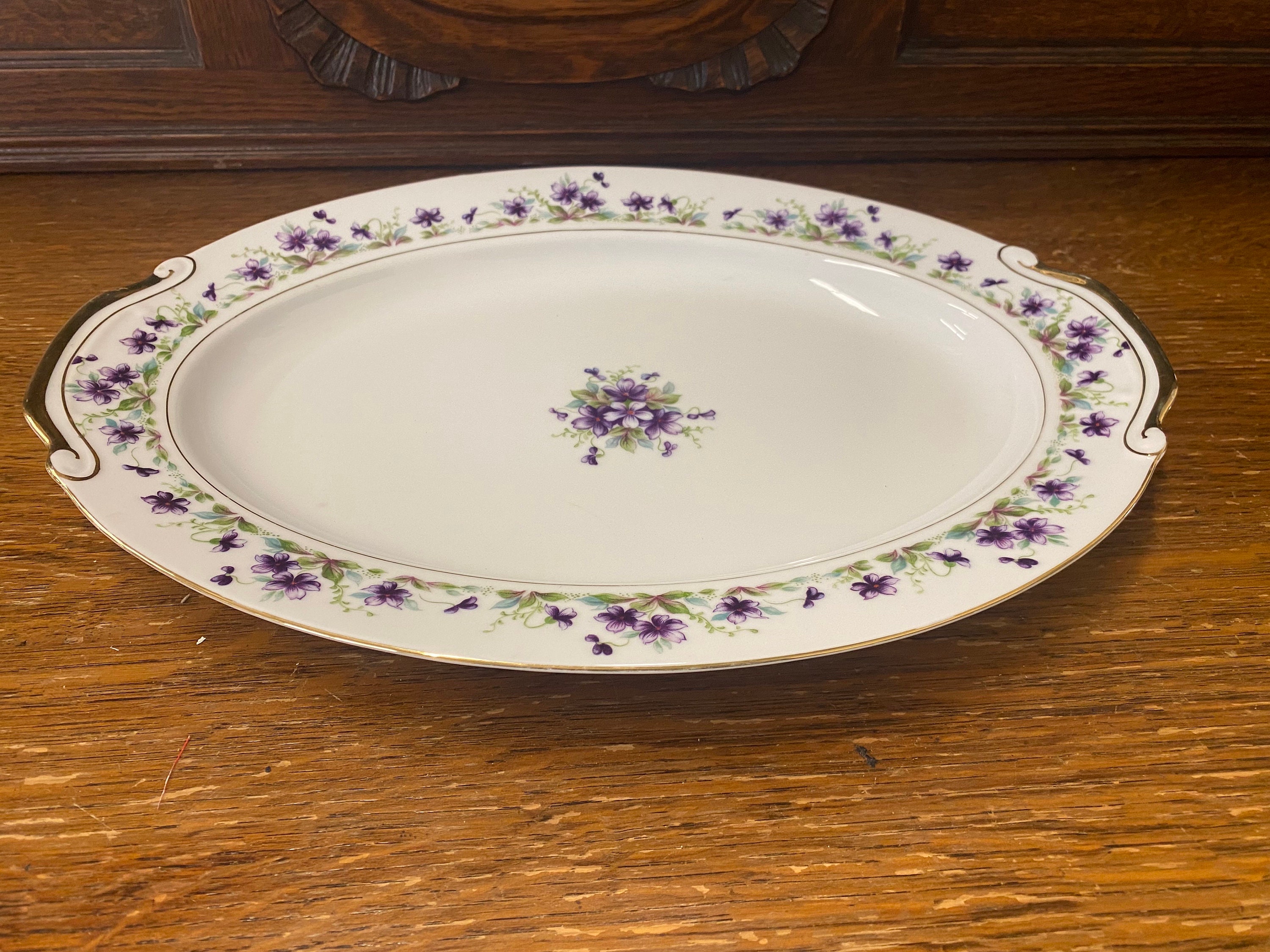 Aladdin Fine China Violet Design, White Dishes With Gold Rim and Purple ...