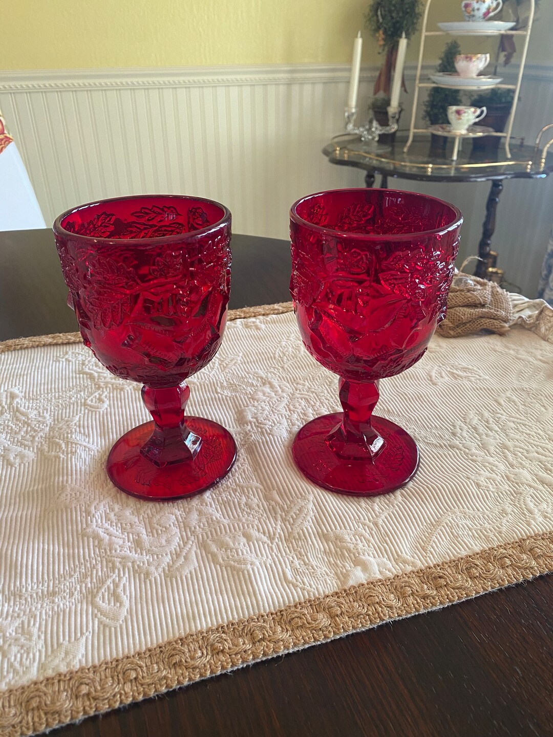 Madonna Inn San Luis Obispo CA Goblets, Set of 2 Ruby Red Goblets With ...