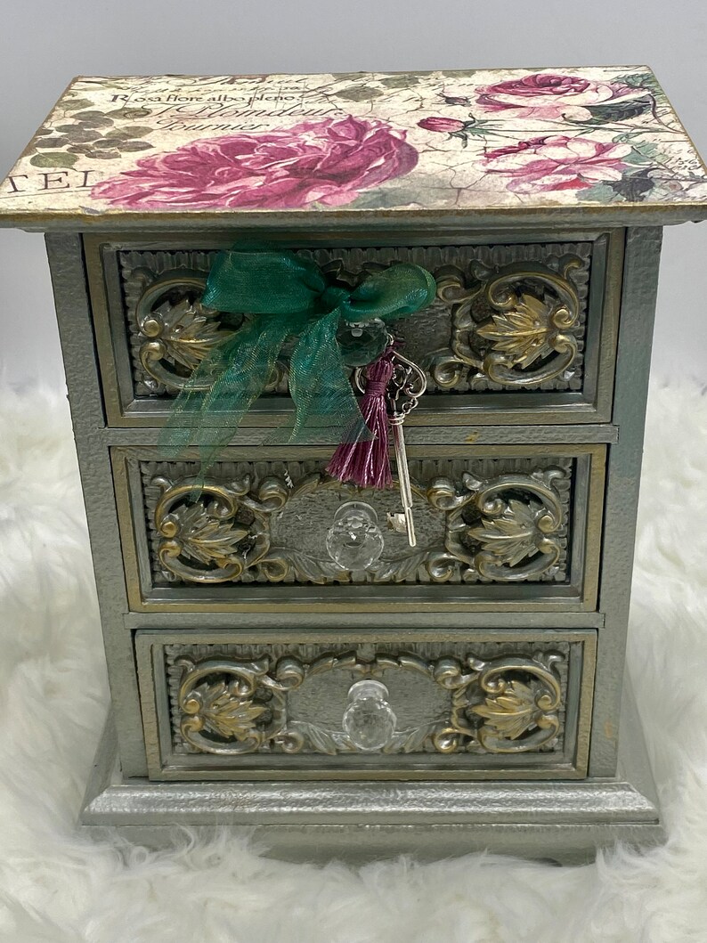 Painted and Embellished Ornate Jewelry Box With Fairy Theme, 3 Drawer ...