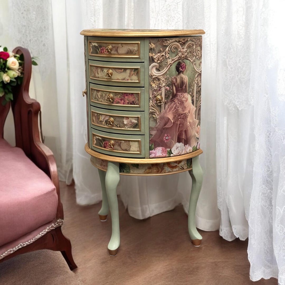 Jewelry Box Armoire, Standing Necklace Storage Cabinet, Hand Crafted ...