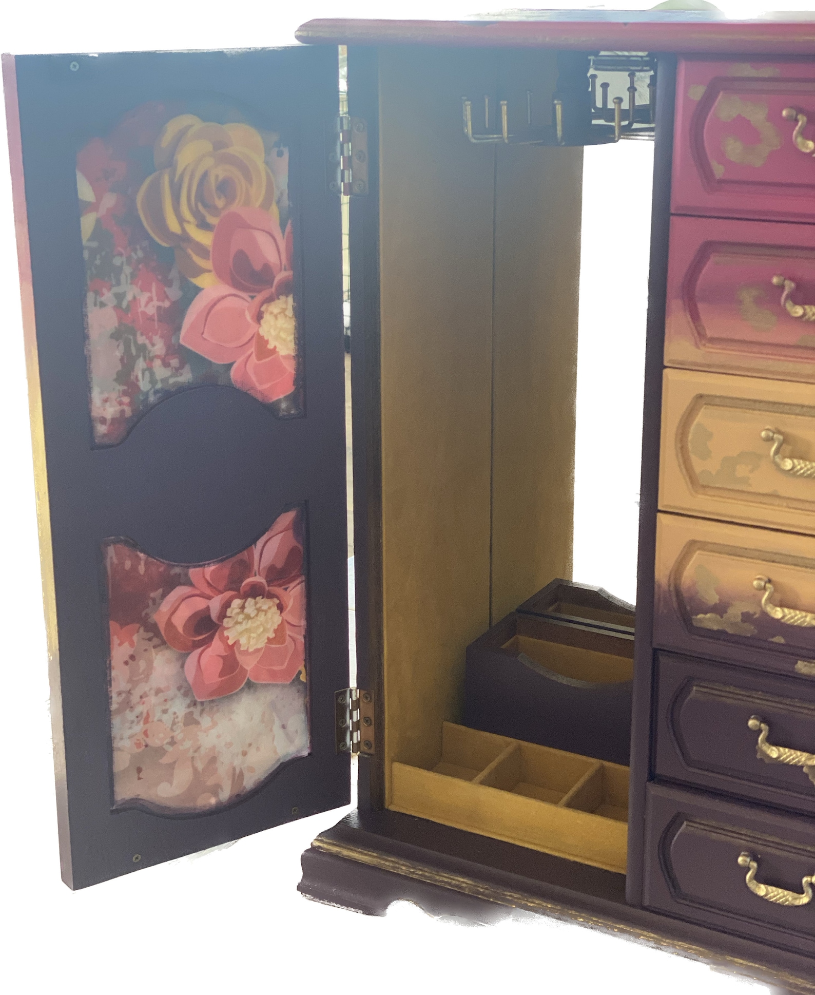 Painted Extra Large Jewelry Box Jewelry Storage Repurposed - Etsy