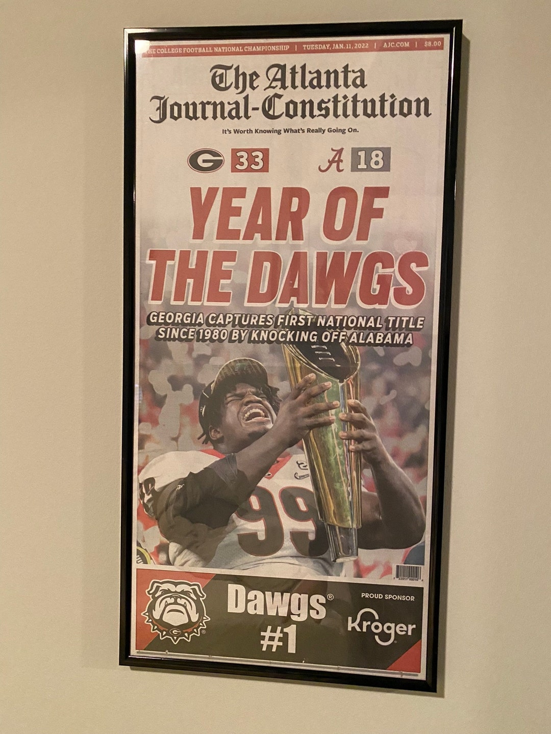 2022 UGA National Champions AJC Edition With Frame - Etsy