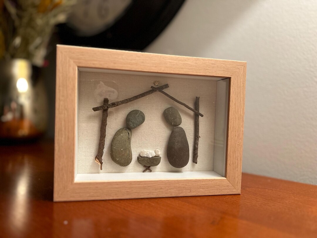 Nativity Scene Rock/pebble Art in 5x7 Frame - Etsy