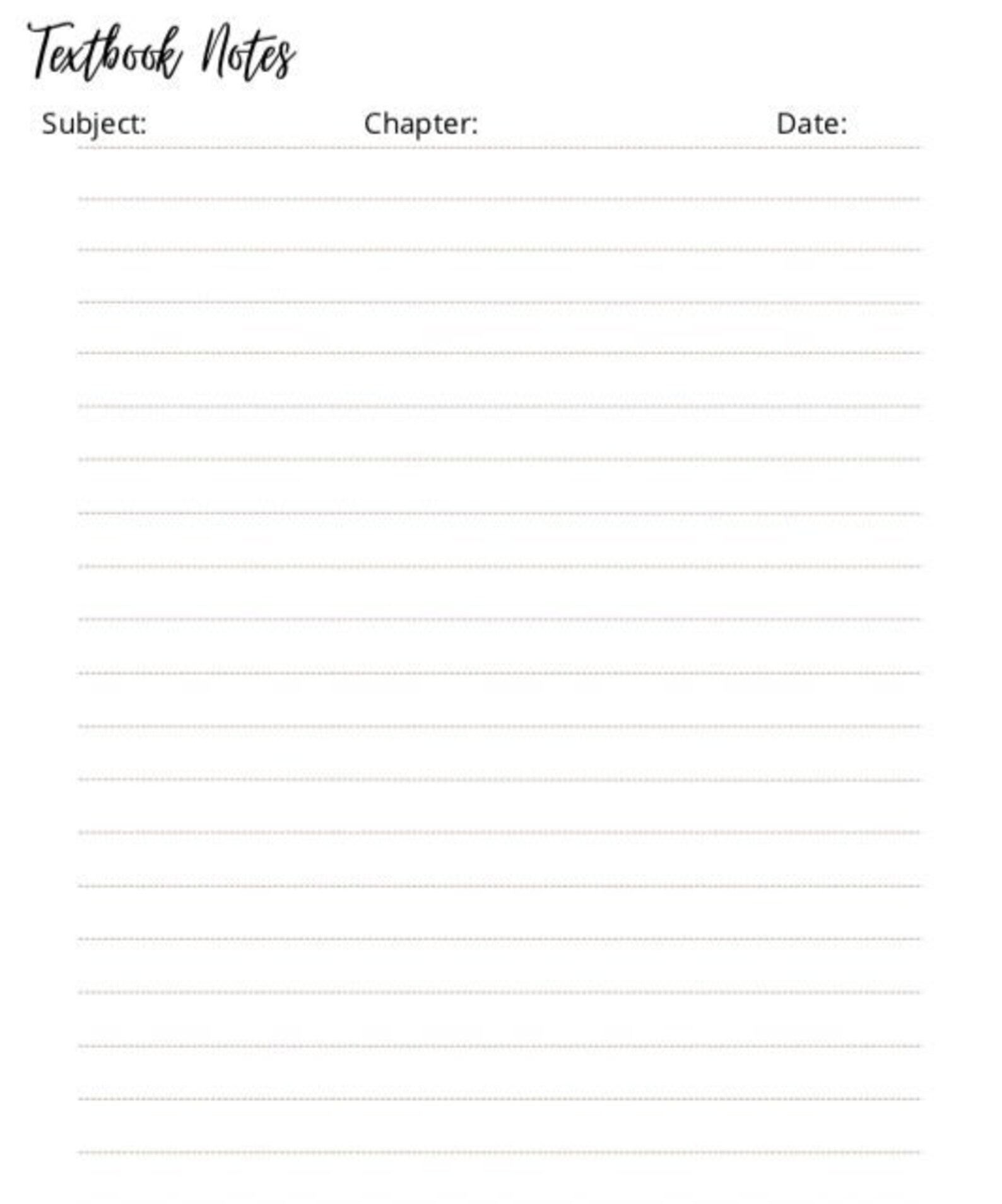 Textbook Notes Lined Paper| Minimalist Simple Design| Printable for ...