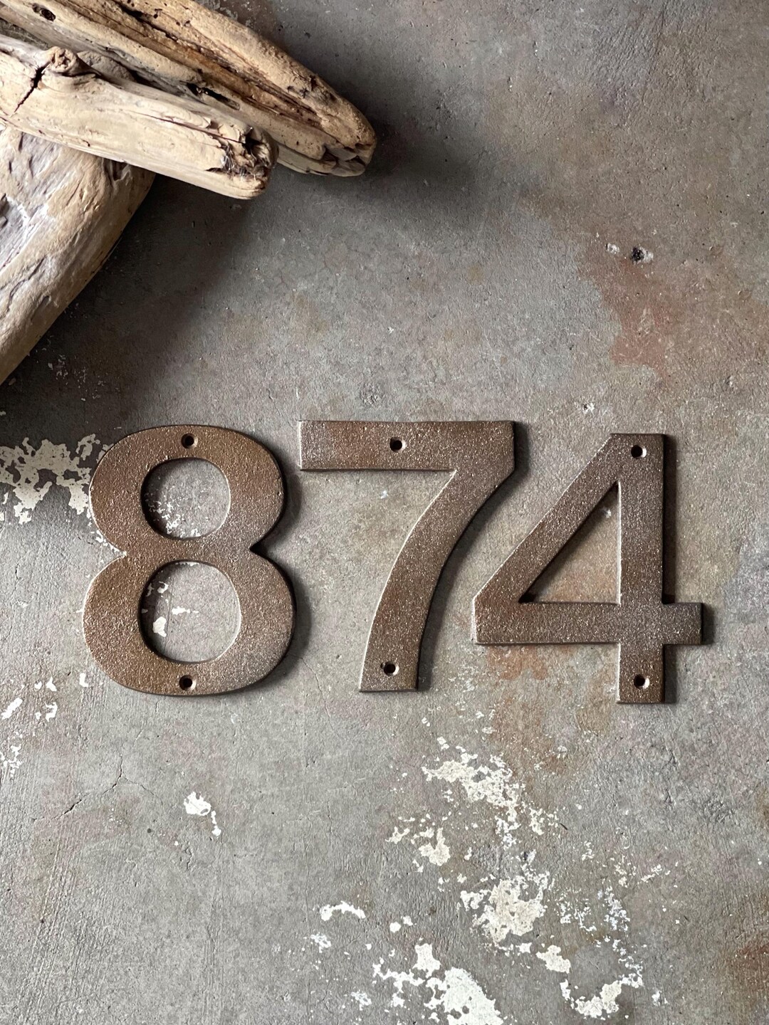 Large Iron House Numbers Modern Style Home Decor Dark Brass LOW ...
