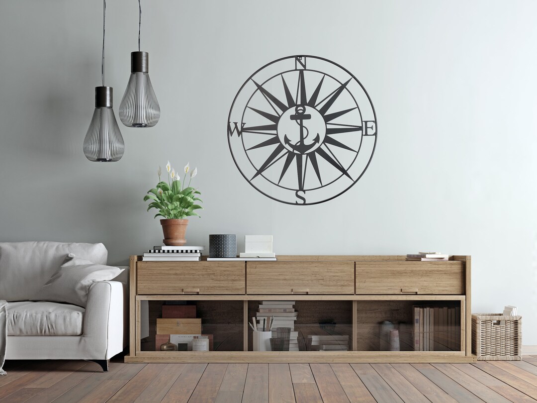Outdoor Nautical Compass, 40" Wall Large Compass, Nautical Wall Art ...