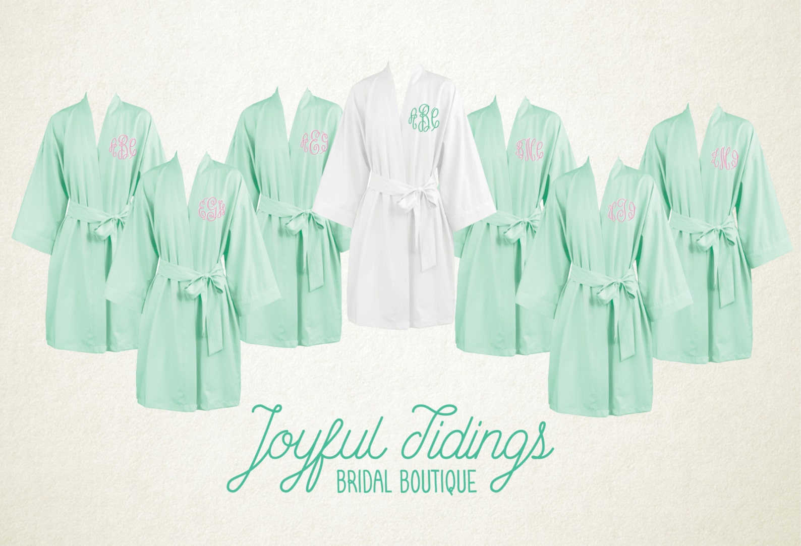 BULK DISCOUNT Set of 7+ Personalized Oxford Mint Robes, Bridesmaid’s ...