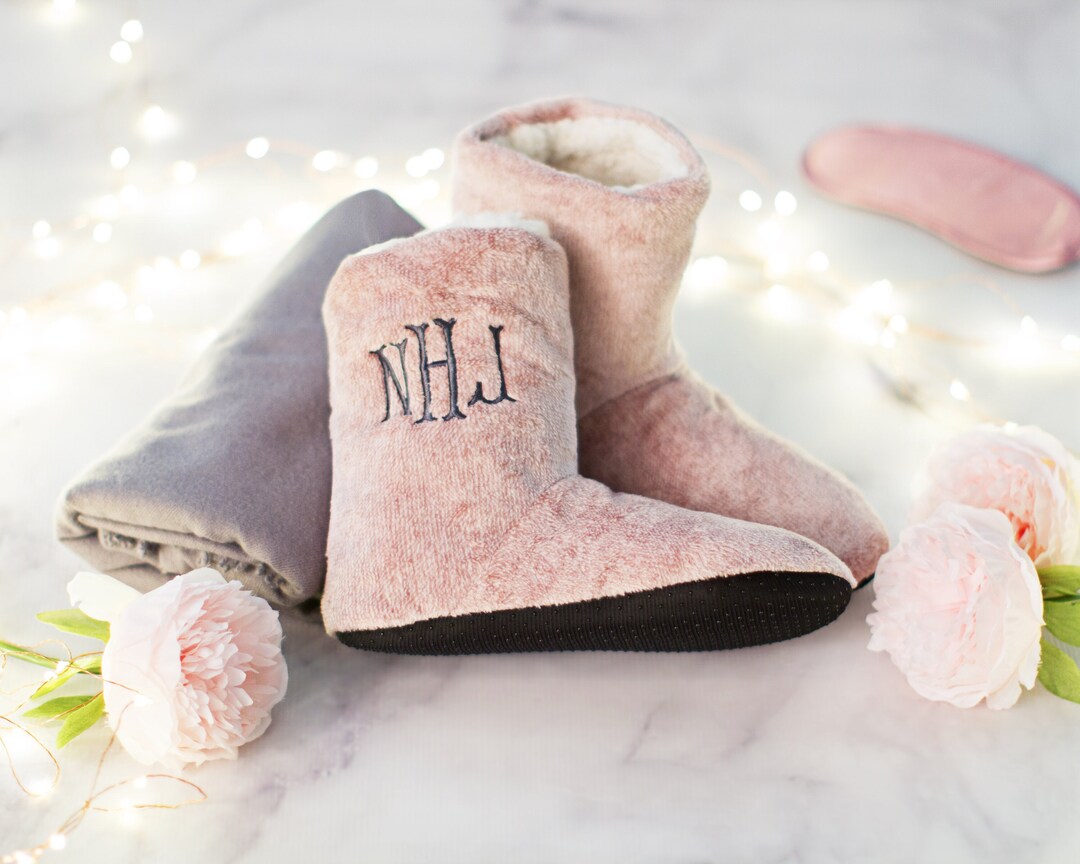 Personalized Cozy Fleece Sock Slippers Booties, Custom Slippers ...