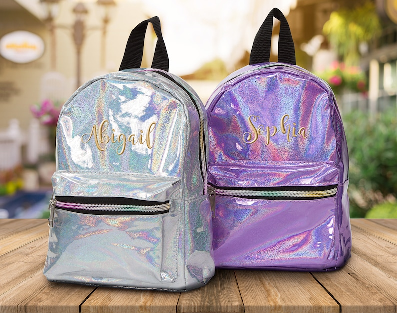 Mini Glitter Backpack Personalized Iridescent Backpack Back - Etsy