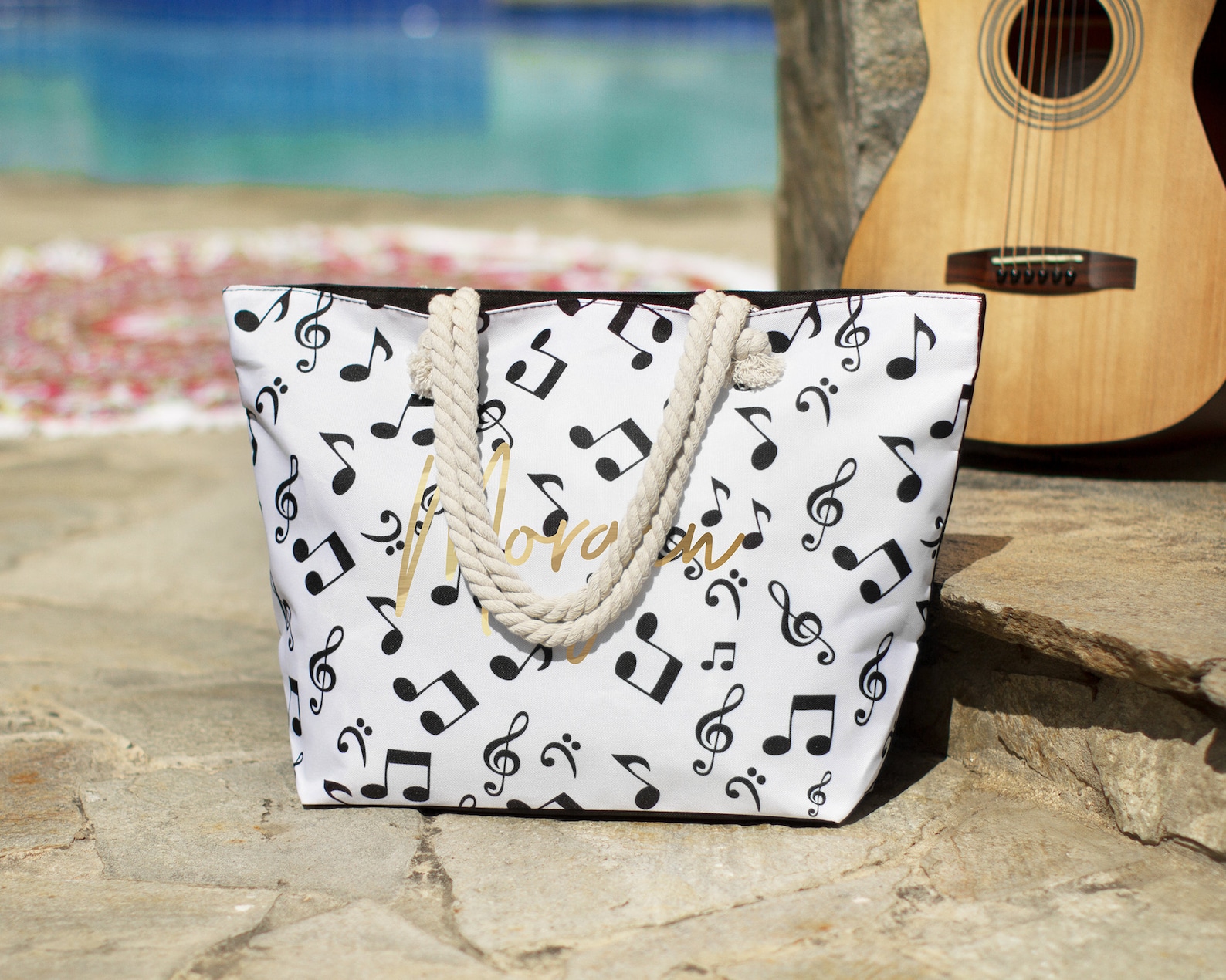 Personalized Music Notes Tote Bag, Custom Music Teacher Gift, Teacher's ...