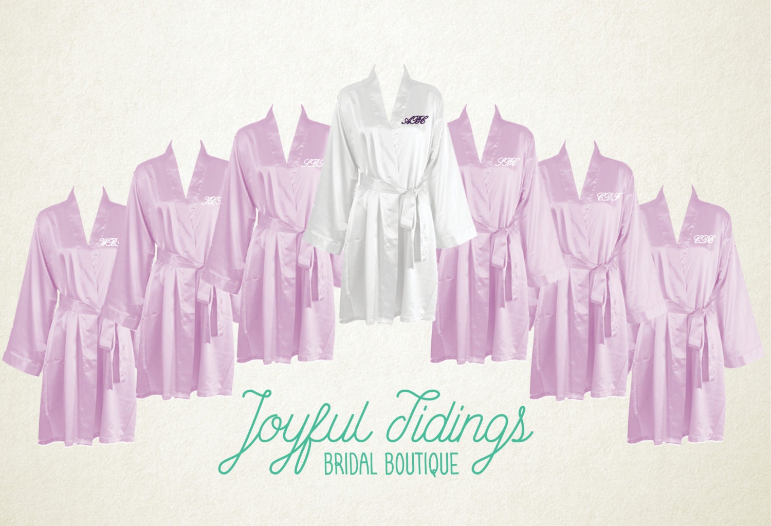 SALE Set of 7 Personalized Lilac Satin Kimono Robes - Etsy