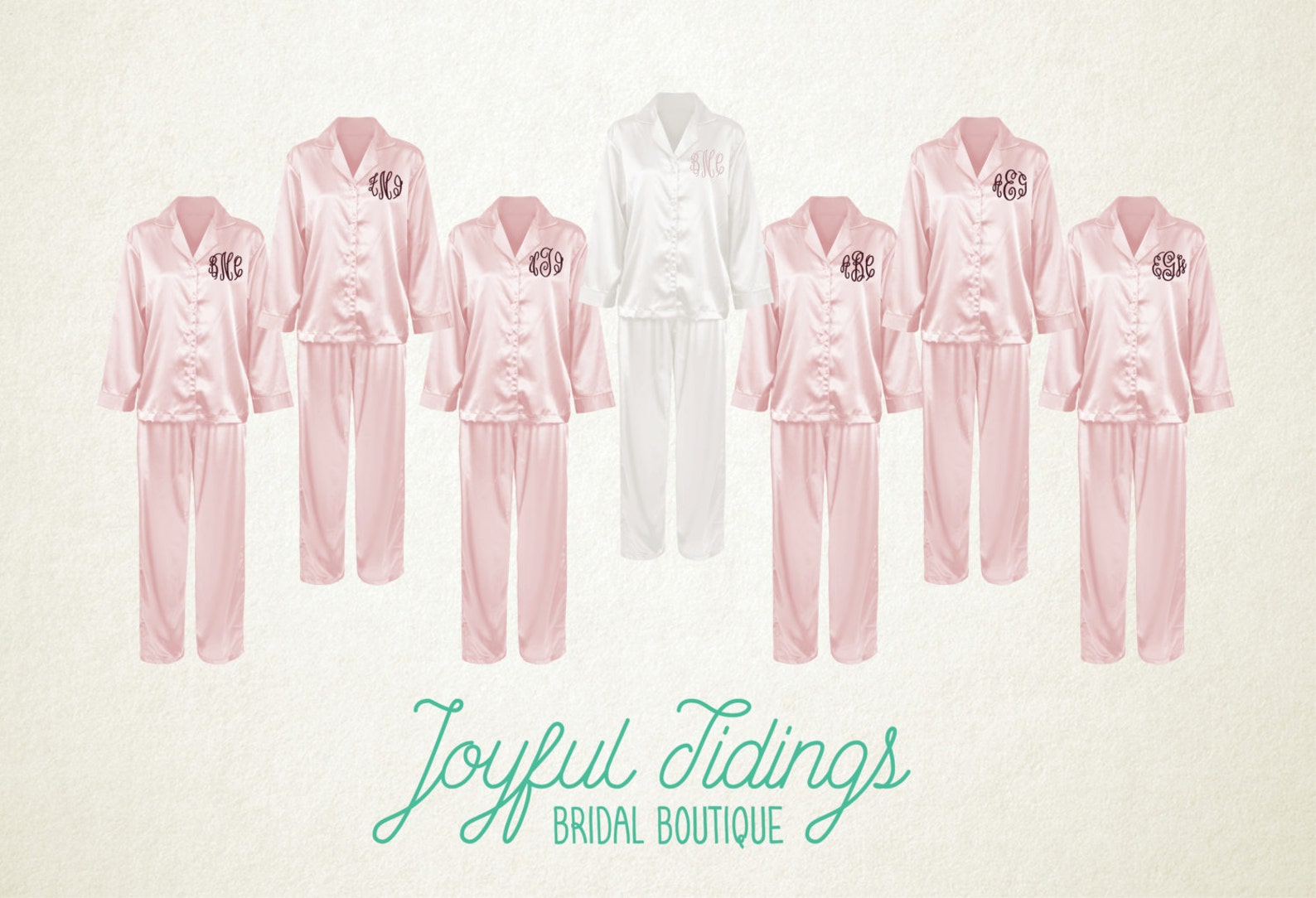 FREE PAJAMAS Set of 7 Personalized Pink Satin Pajama Sets - Etsy
