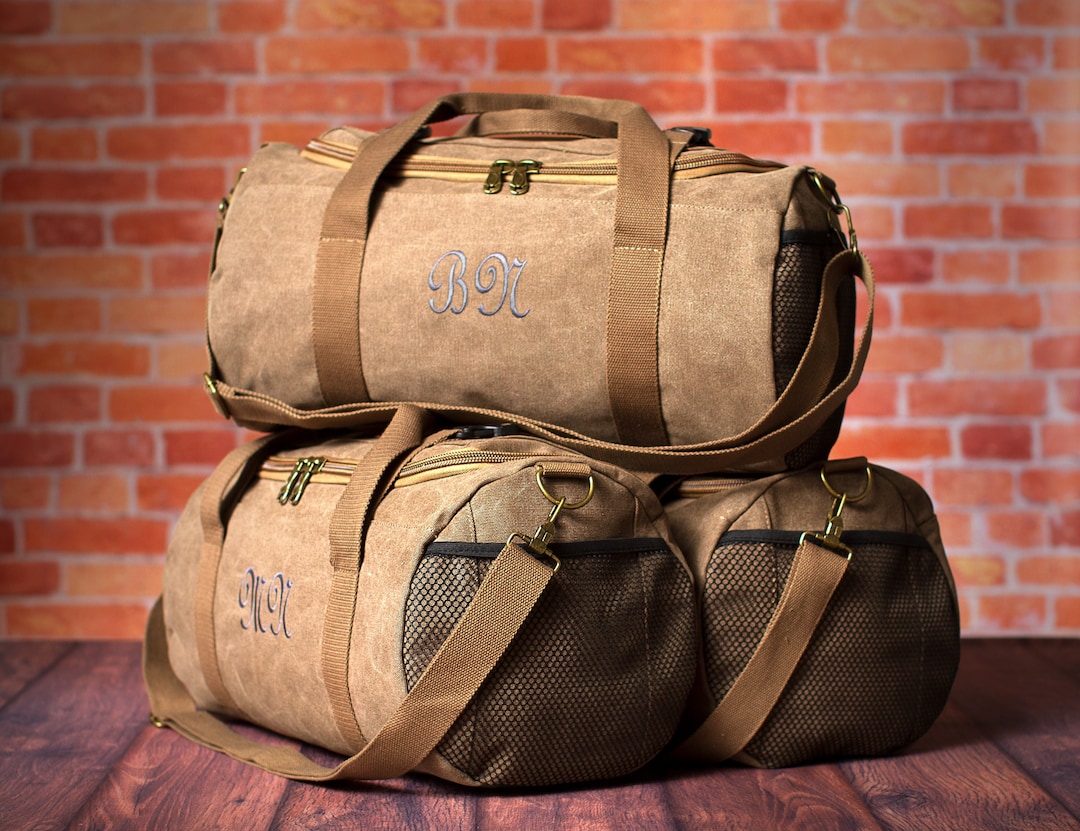 BULK SALE Set of 5+ Personalized Brown Duffel Bags, Men's Duffle Bag ...