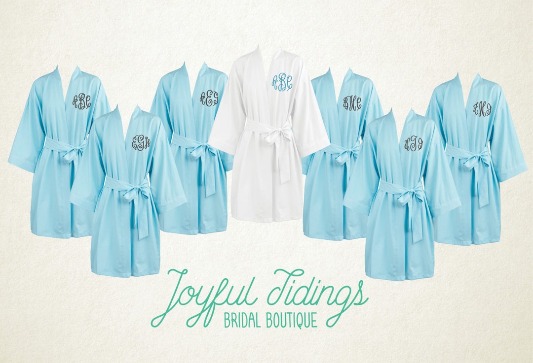 BULK DISCOUNT Set of 7+ Personalized Oxford Sky Blue Robes, Bridesmaids ...