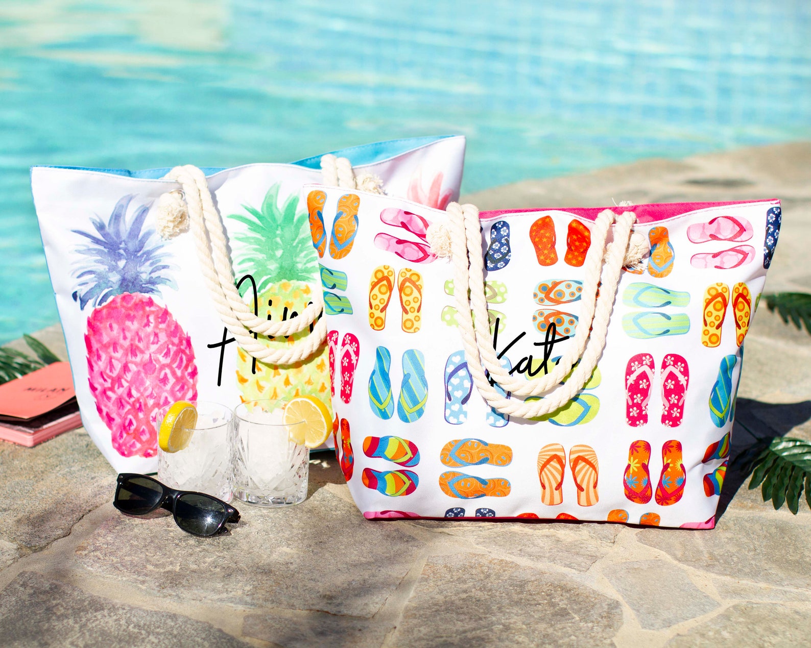Personalized Beach Tote Bag, Custom Bachelorette Gift Bag, Summer ...