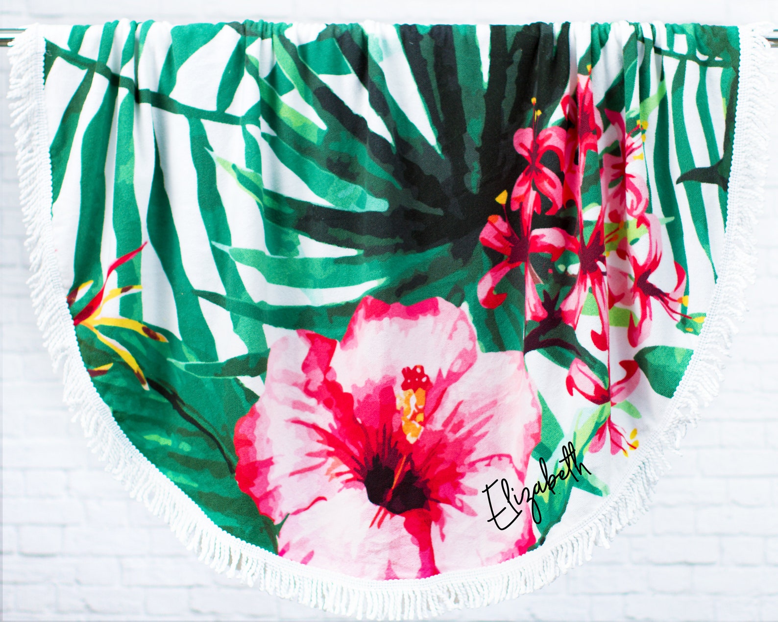 Personalized Round Towel, Fringe Beach Towel, Gift for Bridesmaids ...