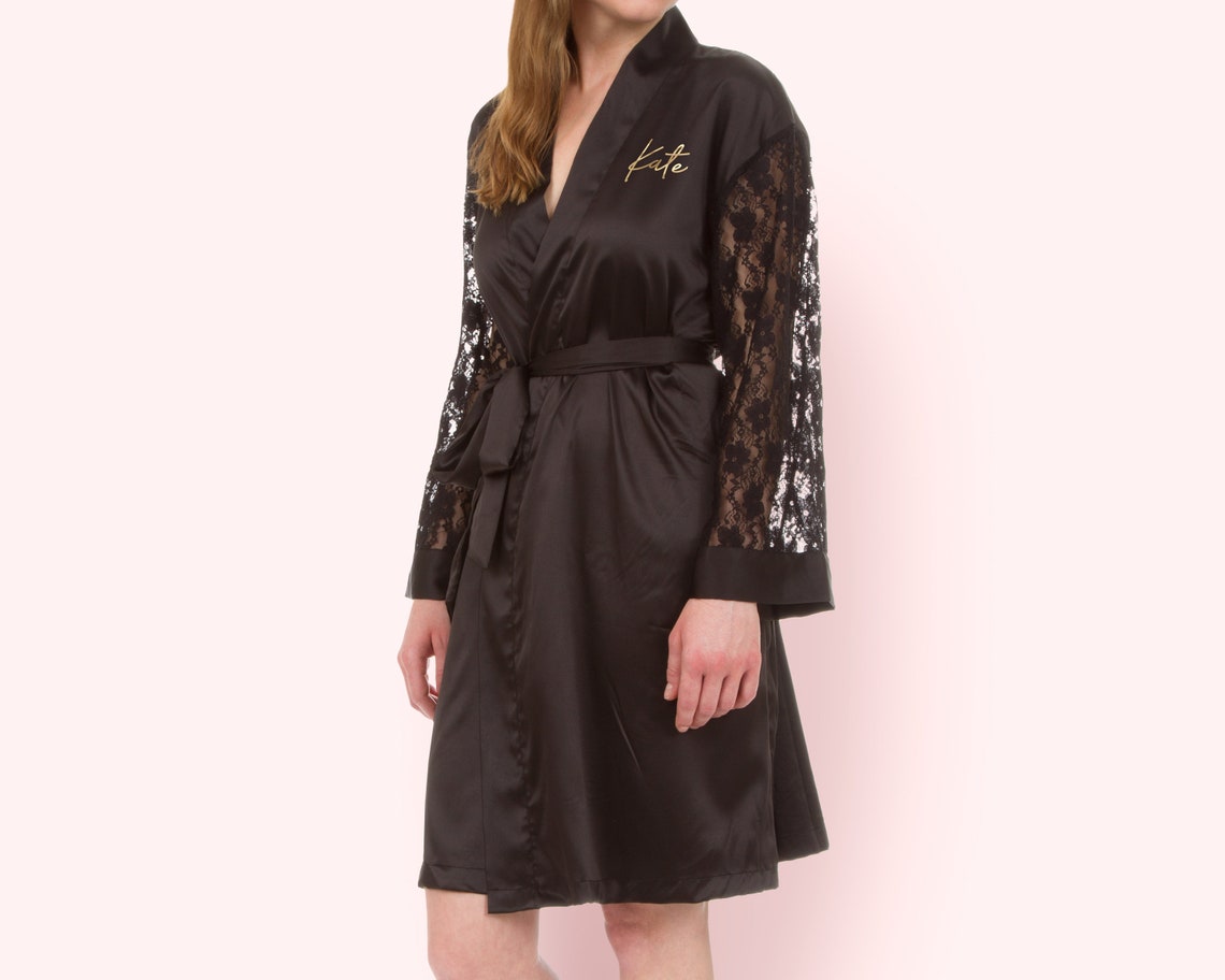 Personalized Robe Lace Satin Robe Custom Birthday Gift for - Etsy