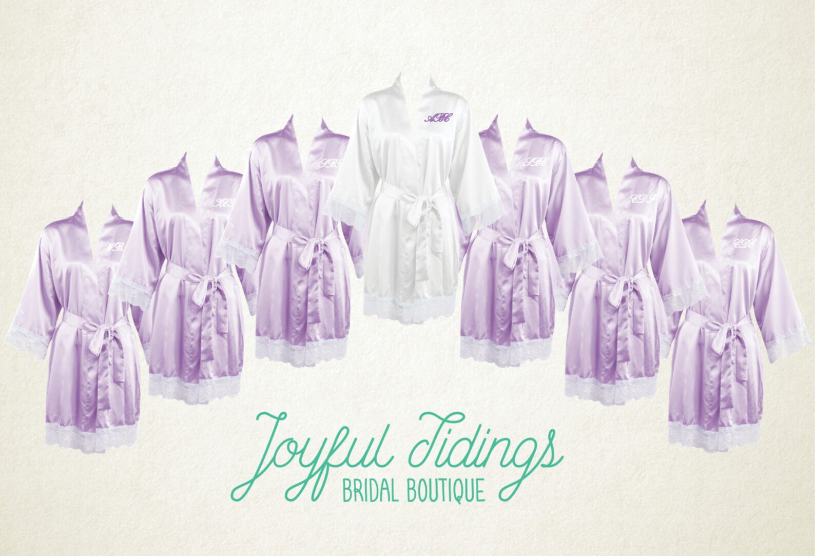 SALE Set of 7 Personalized Lilac Lace Satin Robes Bridesmaid - Etsy