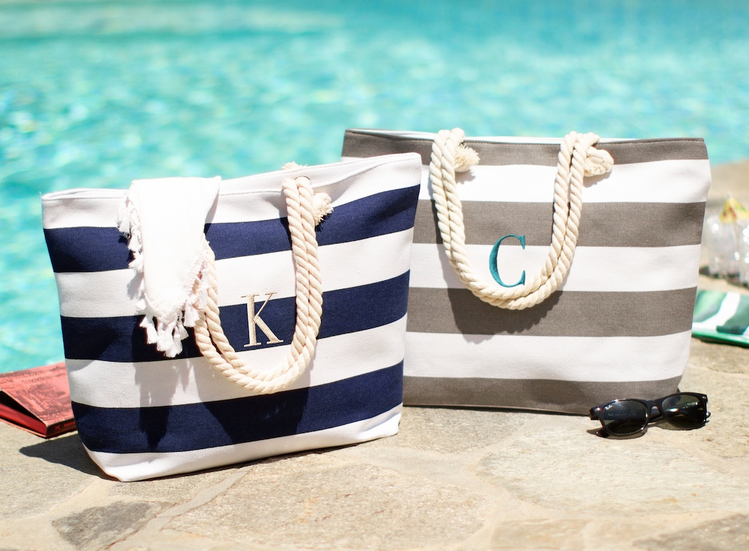 Personalized Beach Bag, Bridesmaid Gift Custom Name Tote Bag, Bridal ...