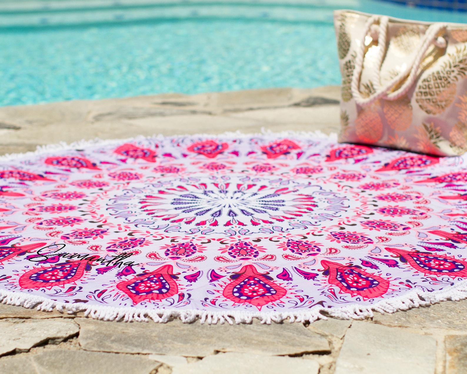 Personalized Round Towel, Fringe Beach Towel, Gift for Bridesmaids ...