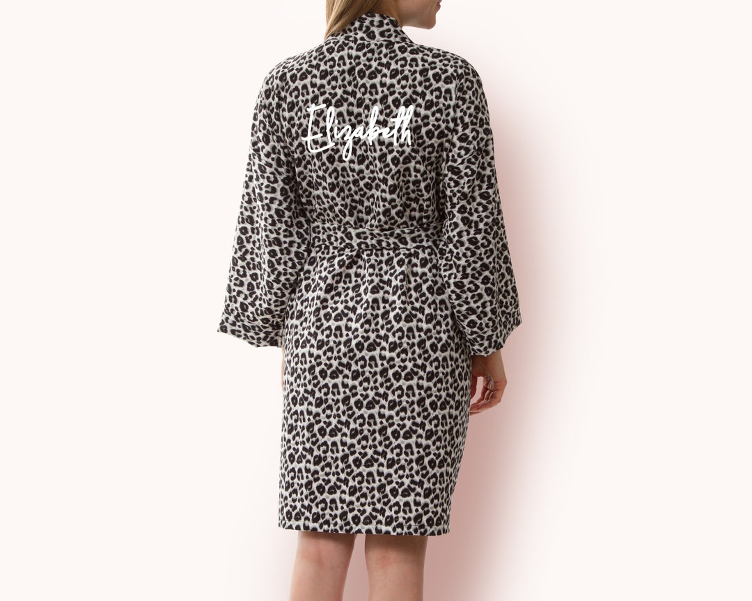 Personalized Women's Leopard Robe, Holiday Robe Gift, Women's Animal ...