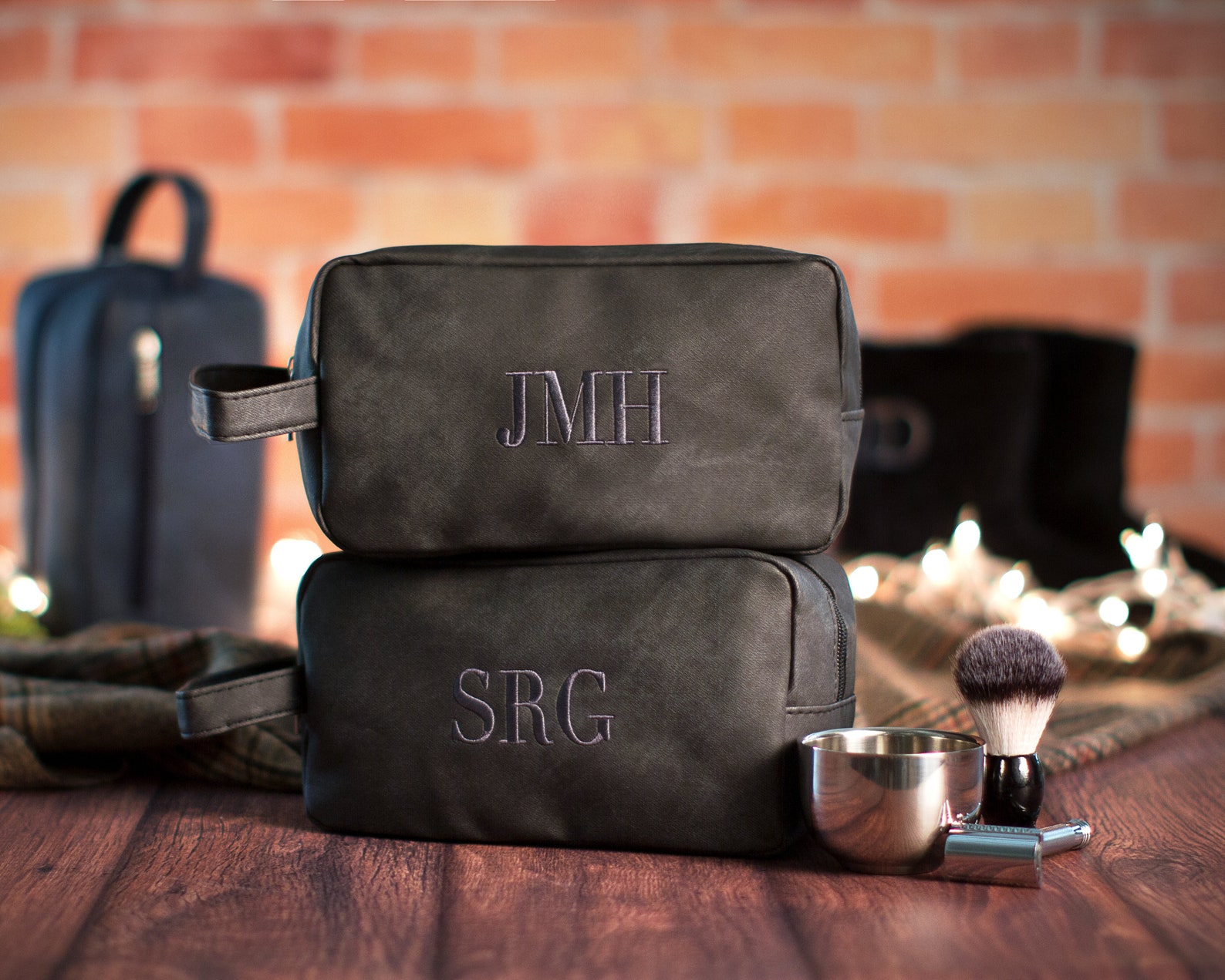 Personalized Dopp Kit, Faux Leather Shaving Kit, Holiday Gift for Him ...