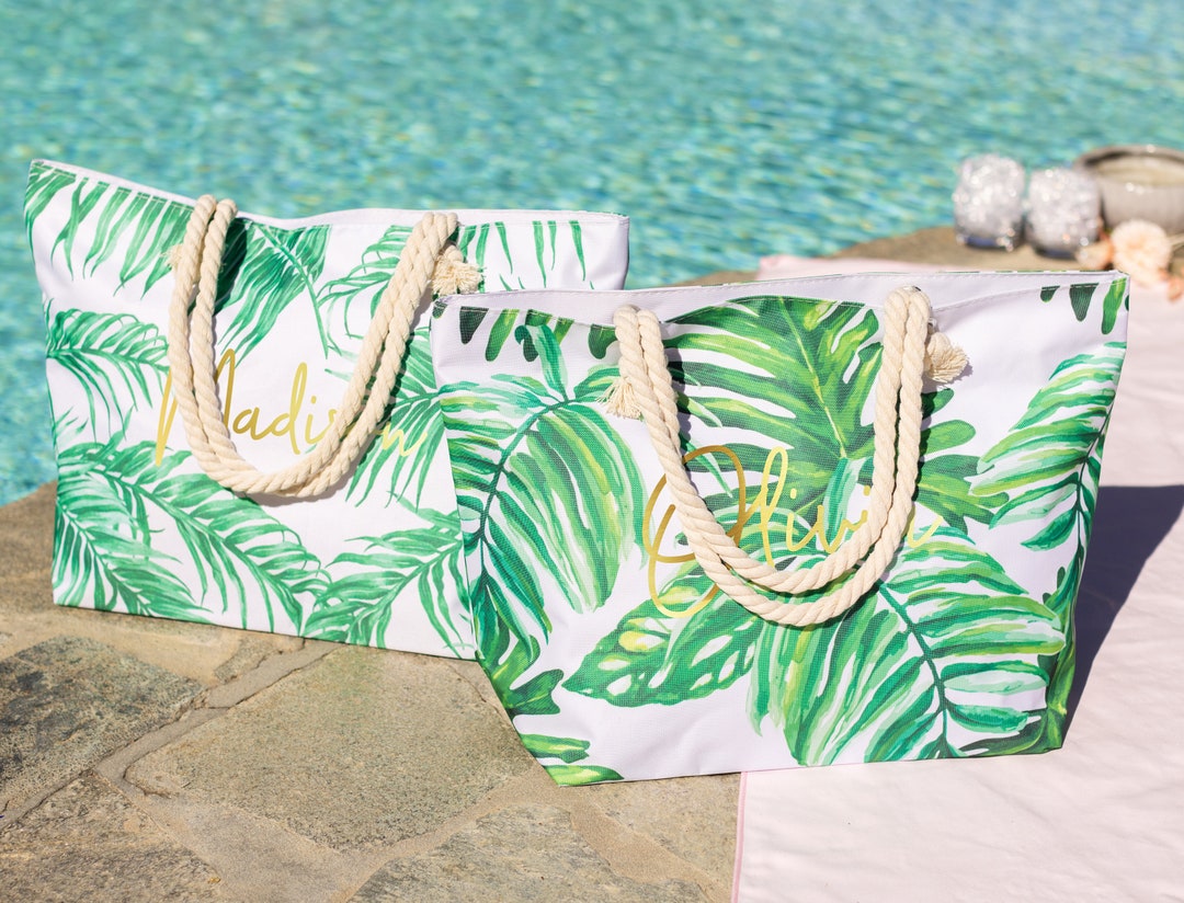 Personalized Beach Bag Vacation Tote, Bachelorette Gift Bag Set ...