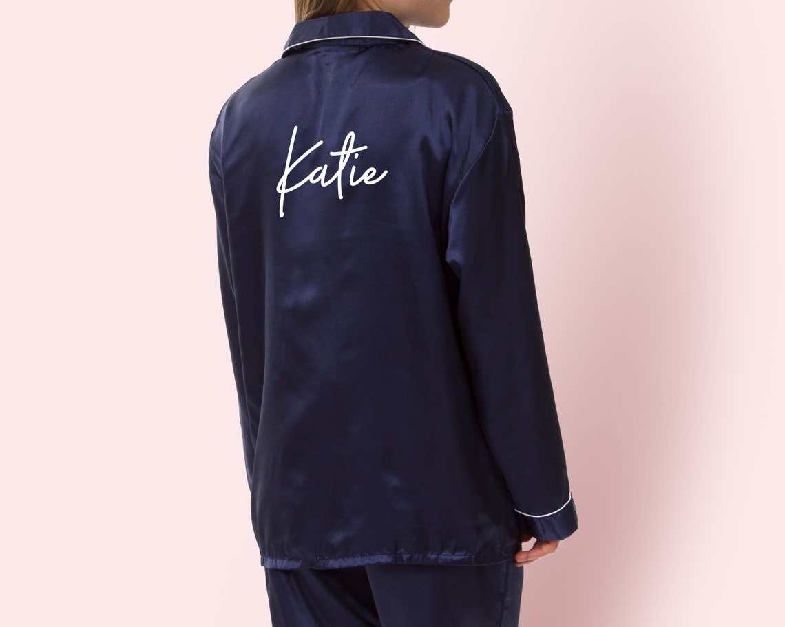 Personalized Satin Pajamas, Satin Long Pajama Set, Custom Gift for Mom ...