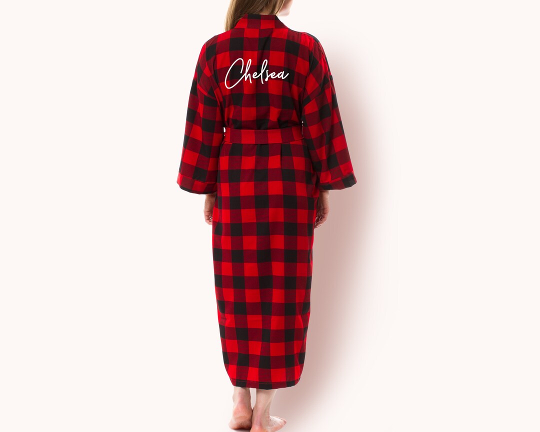 Personalized Plaid Robe, Bridesmaid Gift, Long Bridesmaid Robe, Bridal ...