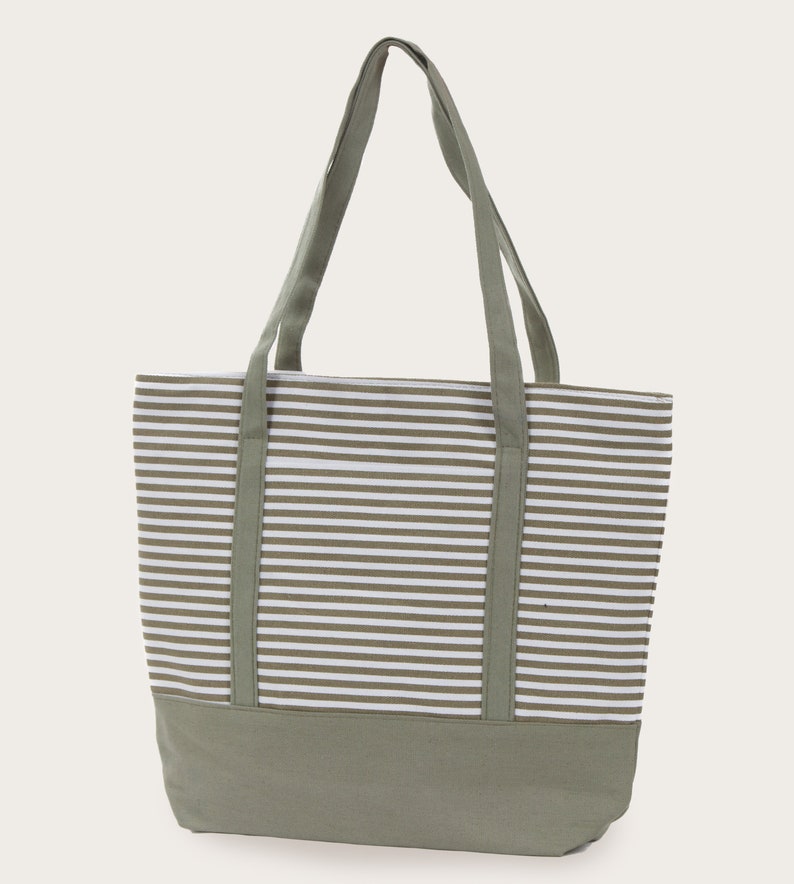 SALE Embroidered Stripe Canvas Tote, Bridal Gift Bag, Bridesmaids Gift ...