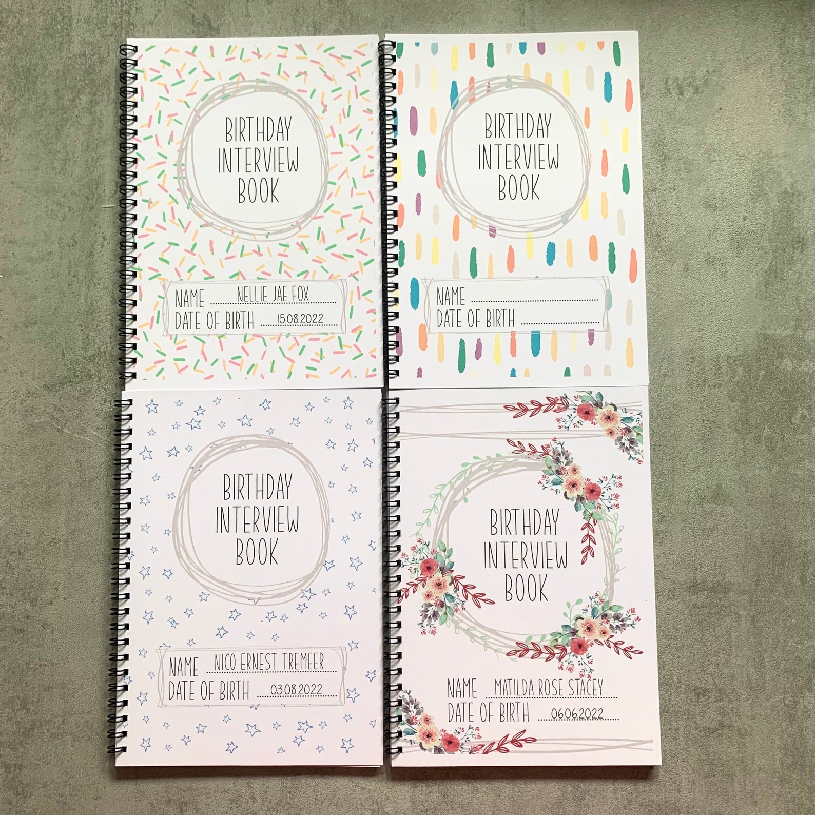 NON PERSONALISED Birthday Interview Book, New Baby Gift, First Birthday ...